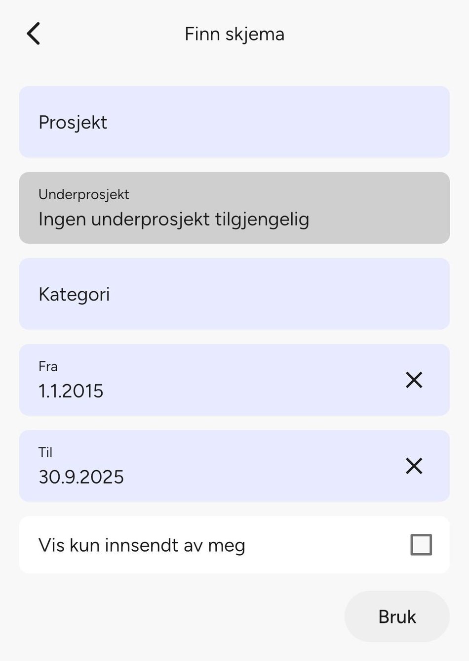 Innsendte og mellomlagrede skjema i SmartDok-appen