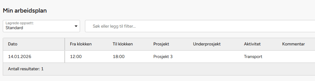 Min arbeidsplan i Ressursplanlegger