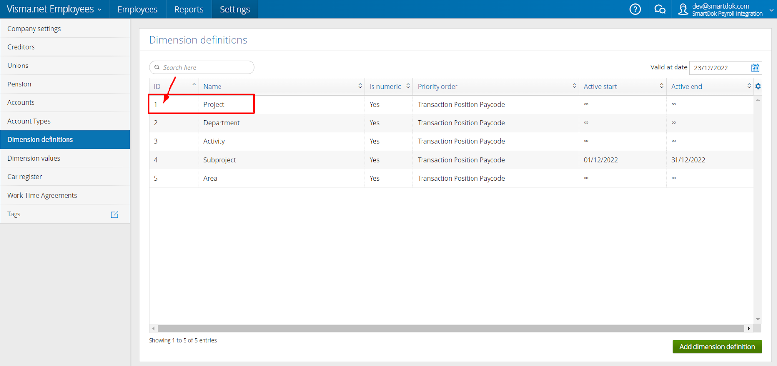 Visma.net Payroll - Oppsett
